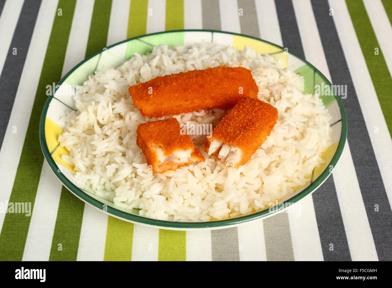 Dish fish fingers rice hi-res stock photography and images - Alamy