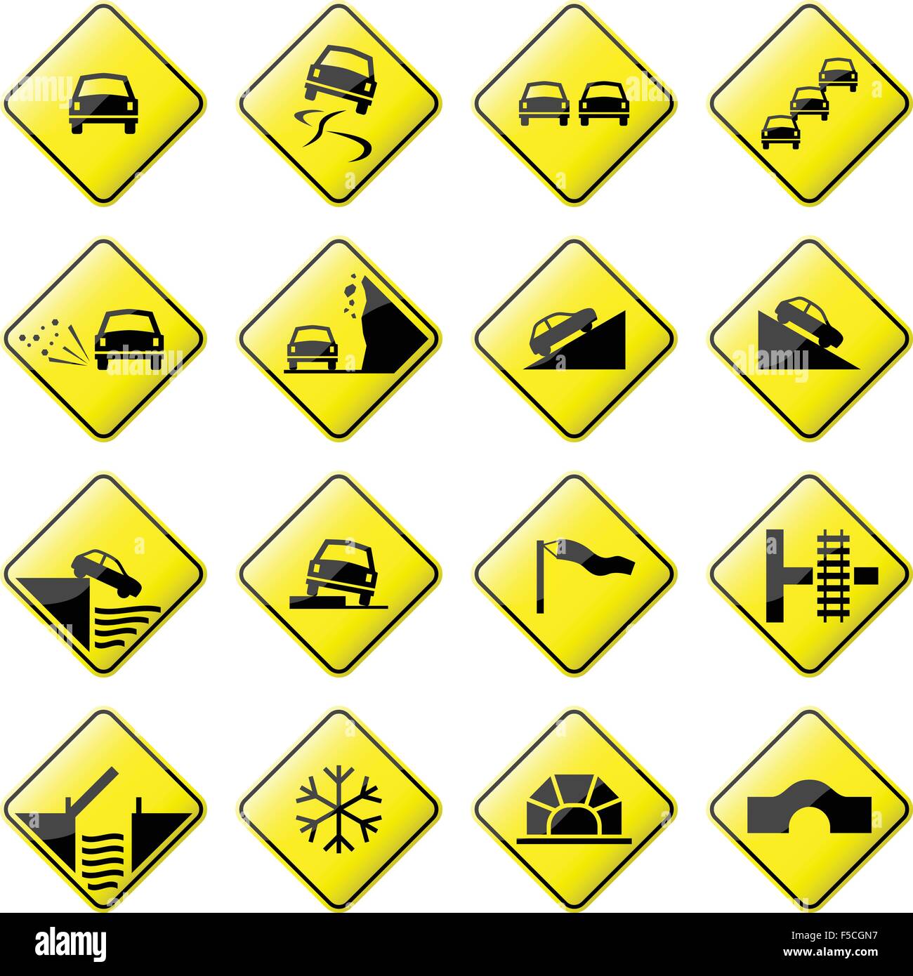 Road Sign Glossy Vector (Set 3 of 8 Stock Vector Image & Art - Alamy