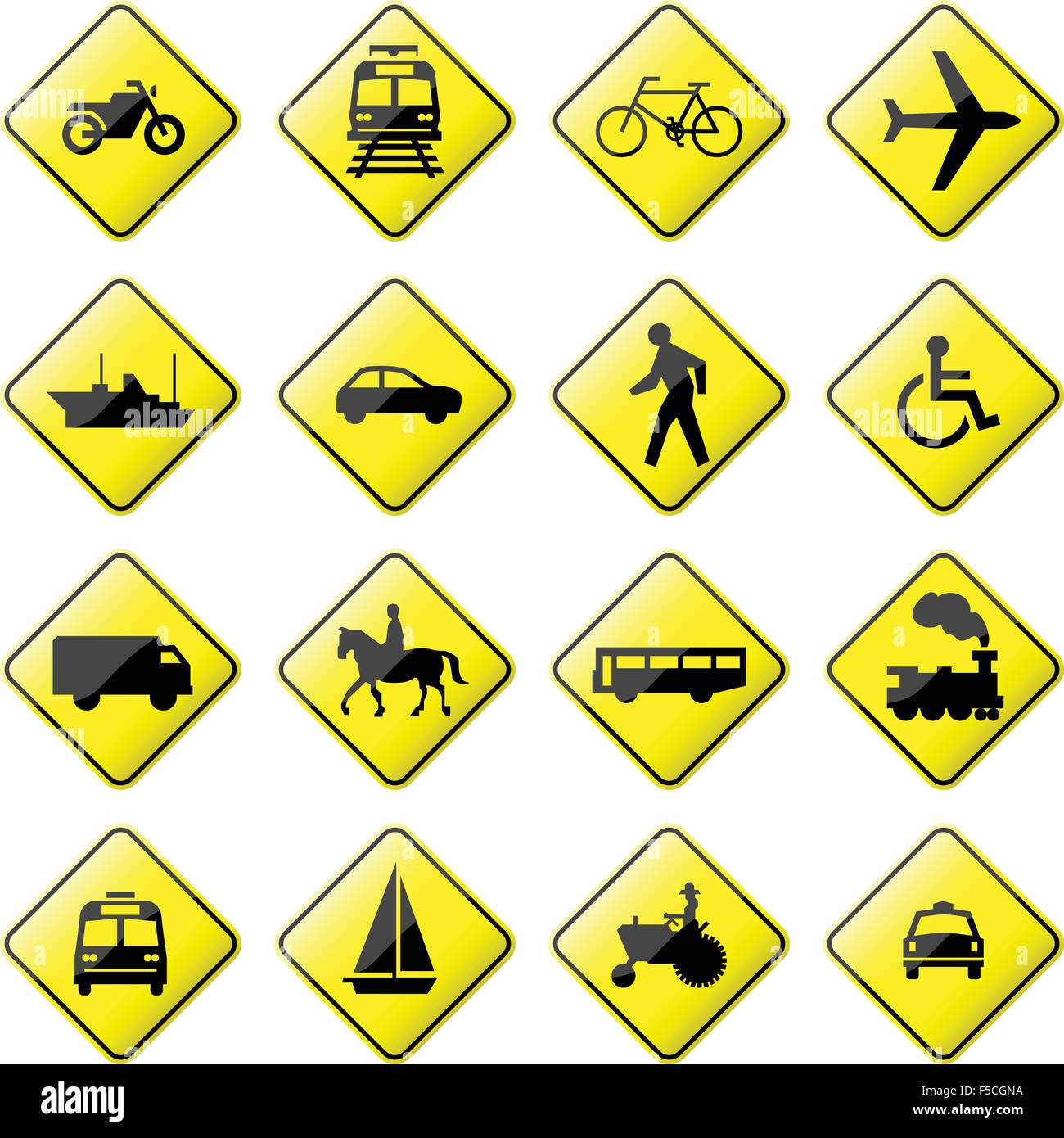 Road Sign Glossy Vector (Set 4 of 8 Stock Vector Image & Art - Alamy