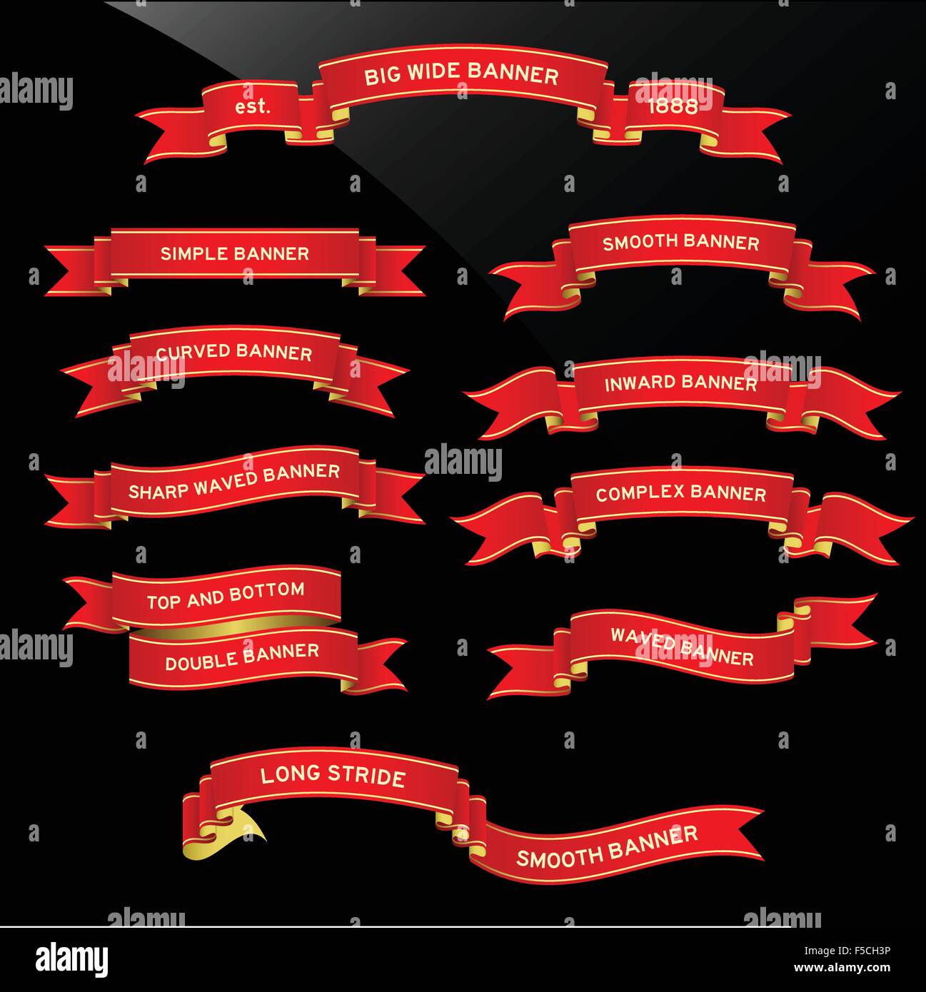 Red curved ribbon golden Stock Vector Images - Alamy