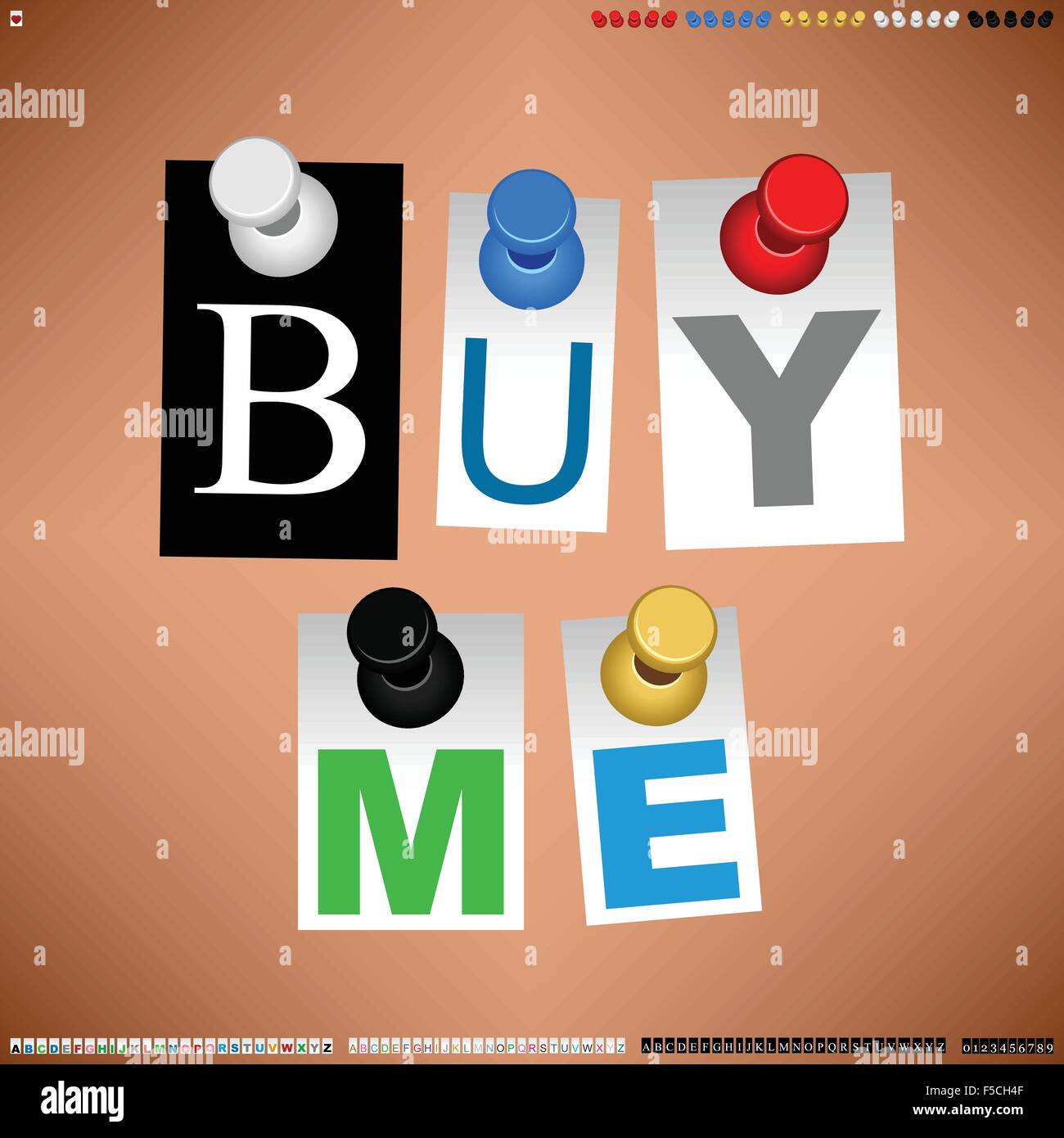 Pushpin 5 Pins with Customizable Word Vector Stock Vector Image & Art ...