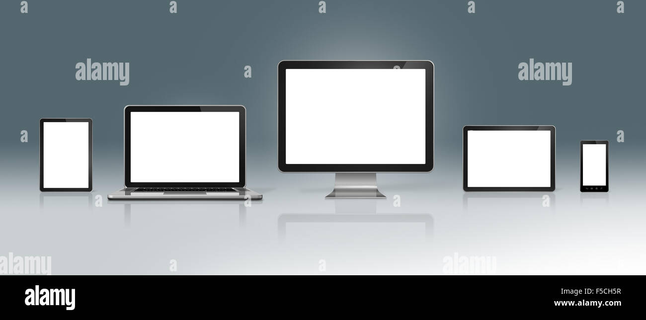 High Tech Computer Set on a deep grey background - isolated with ...