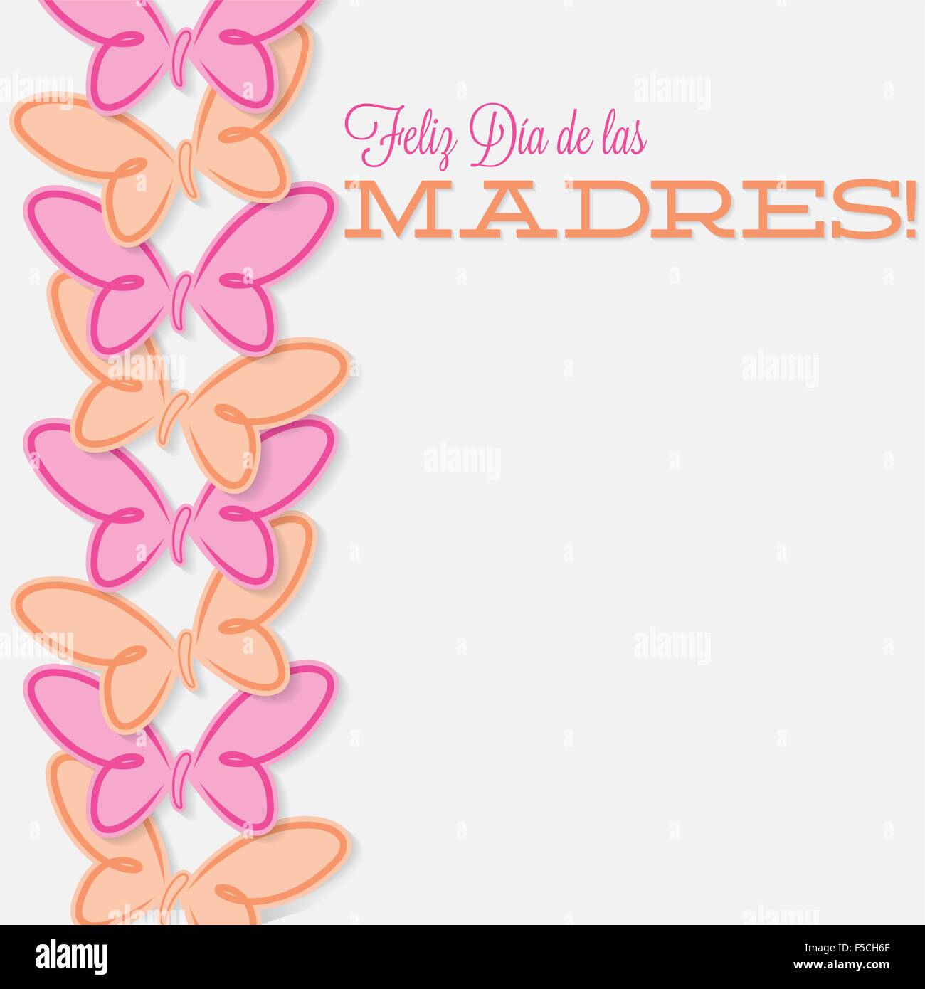 Spanish line of butterflies Mother's Day card in vector format Stock ...
