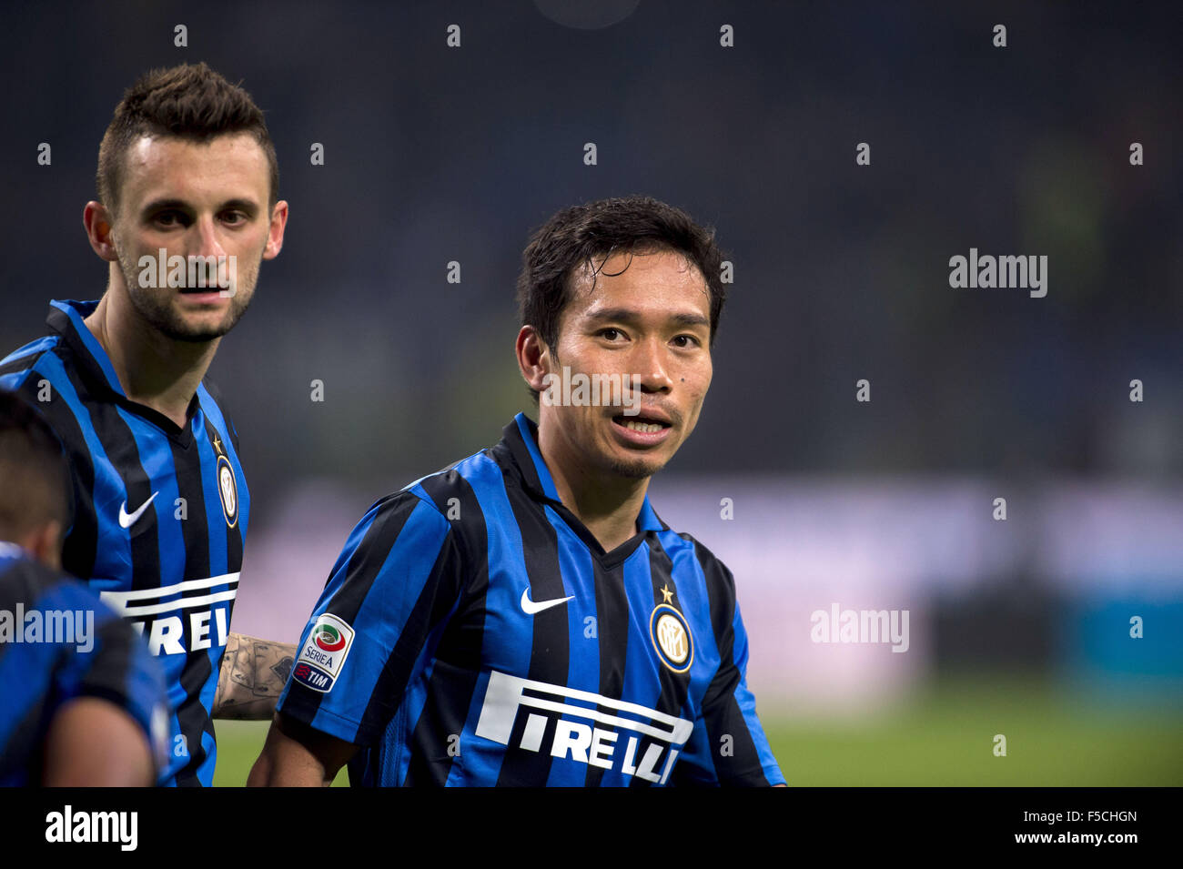 Milan, Italy. 31st Oct, 2015. (R-L) Yuto Nagatomo, Marcelo Brozovic ...