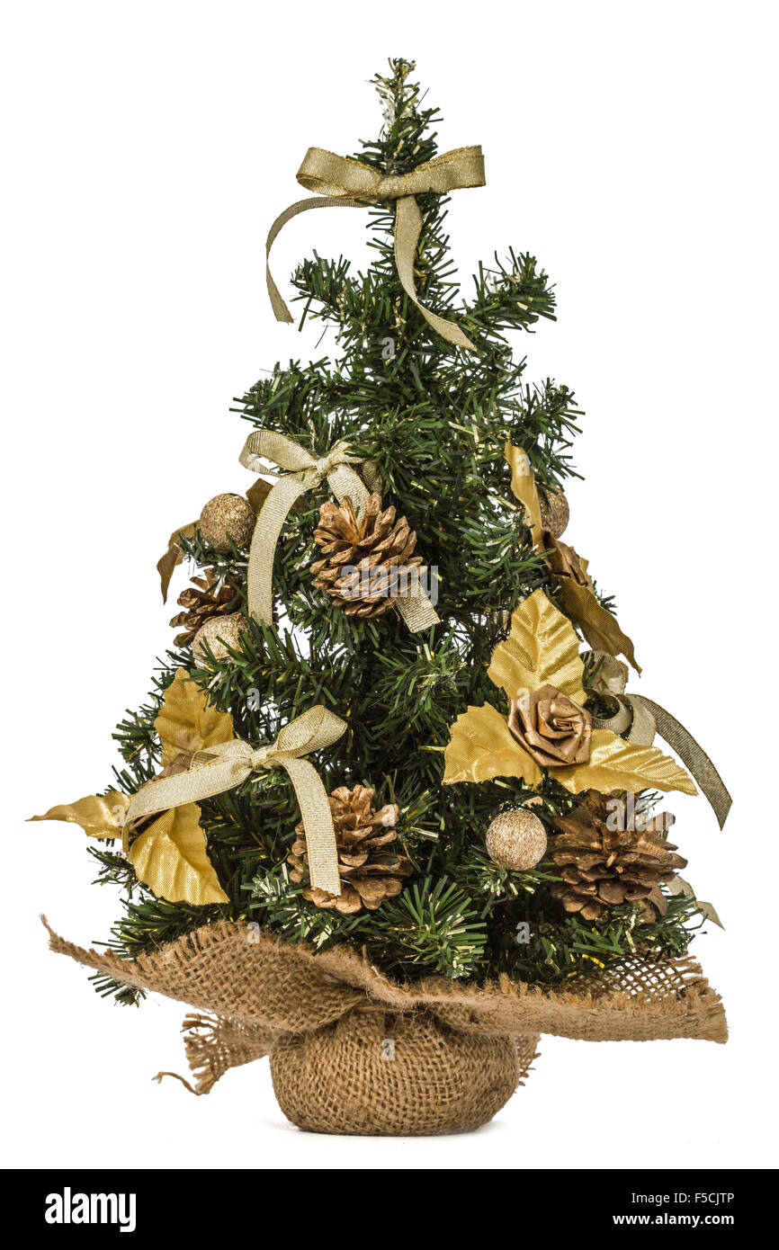 Decorated Christmas tree on white background Stock Photo - Alamy