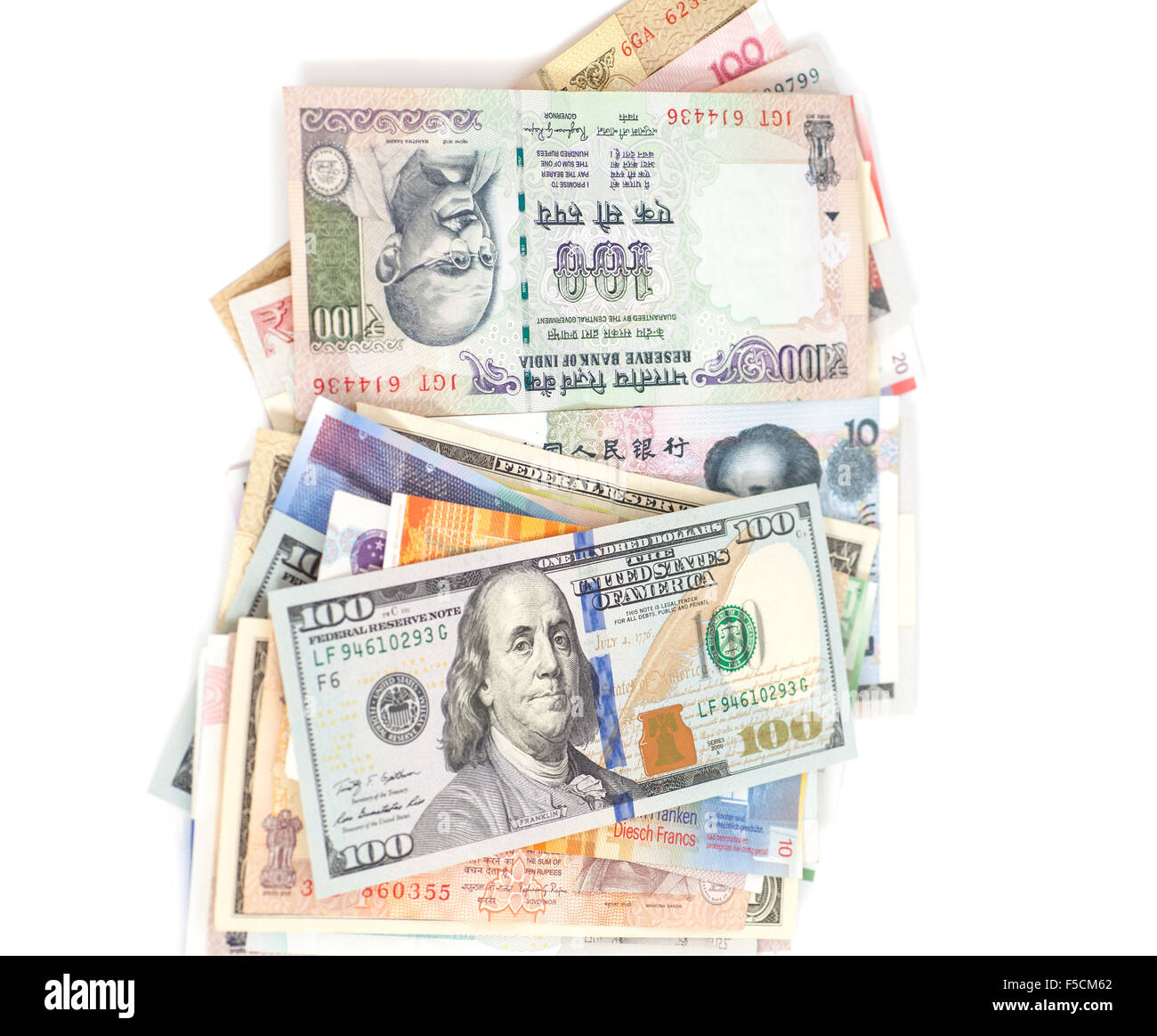 International currencies isolated on white background Stock Photo - Alamy