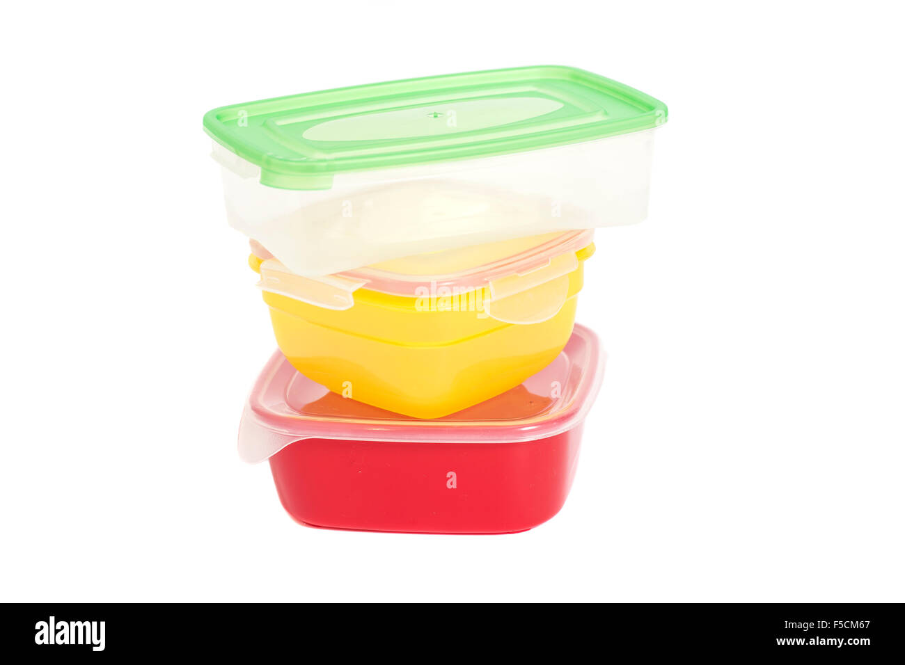 Stack of food plastic containers isolated on white Stock Photo - Alamy