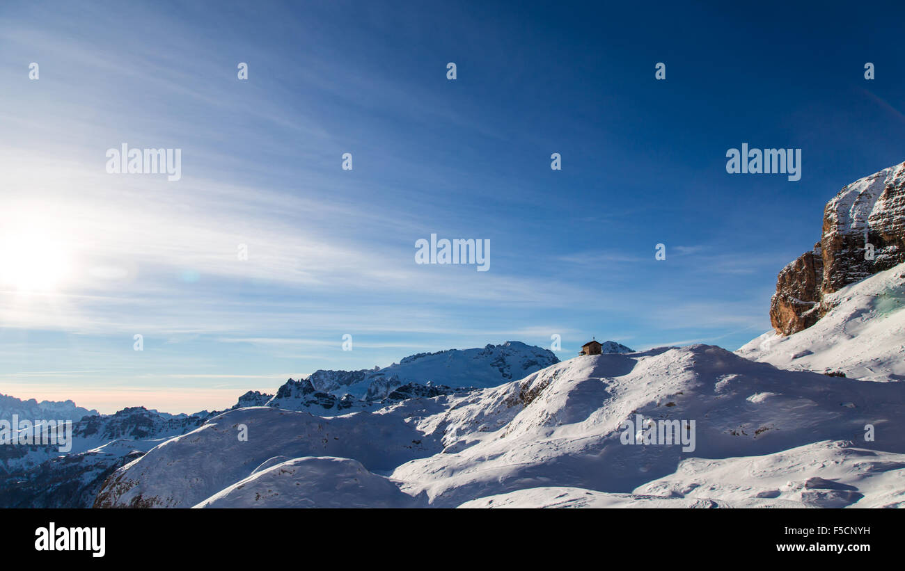 winter in the italian alps, with the ski slope full of snow Stock Photo ...