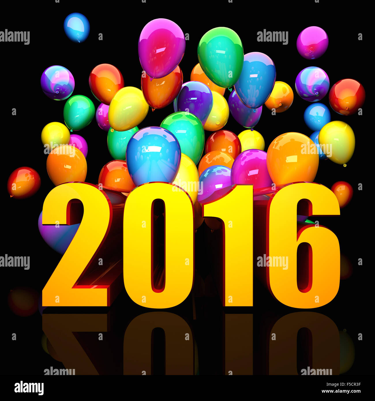 3d image of 2016 and balloon Stock Photo - Alamy