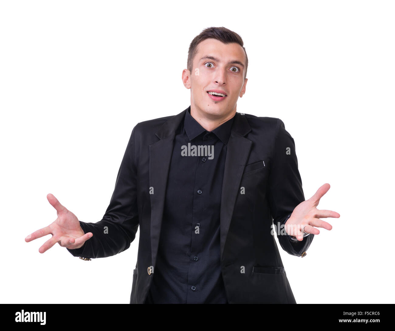 Closeup portrait of surprised young man isolated on white Stock Photo ...
