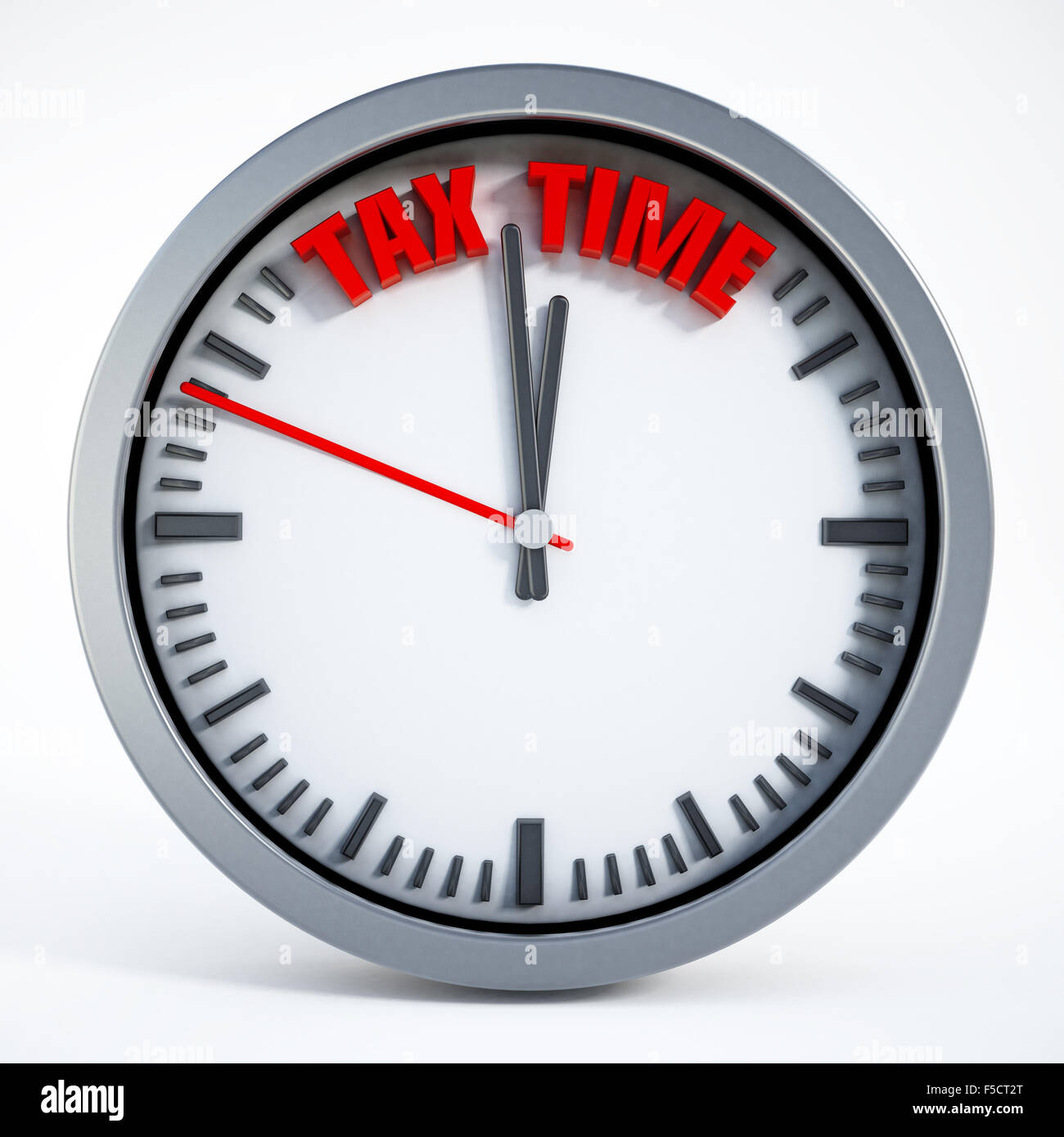 Clock hand pointing tax time isolated on white background Stock Photo ...