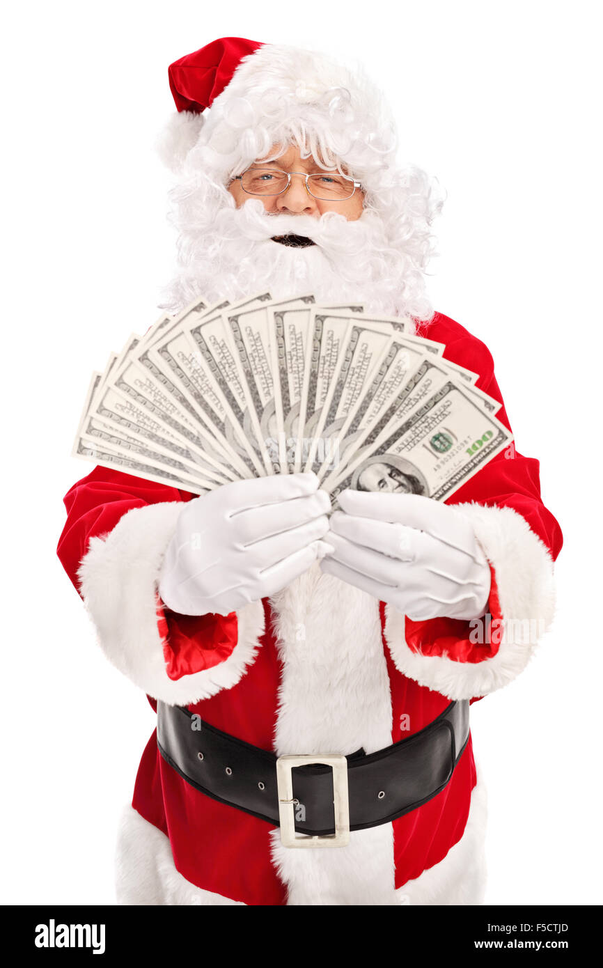 Happy santa claus showing cash hi-res stock photography and images - Alamy