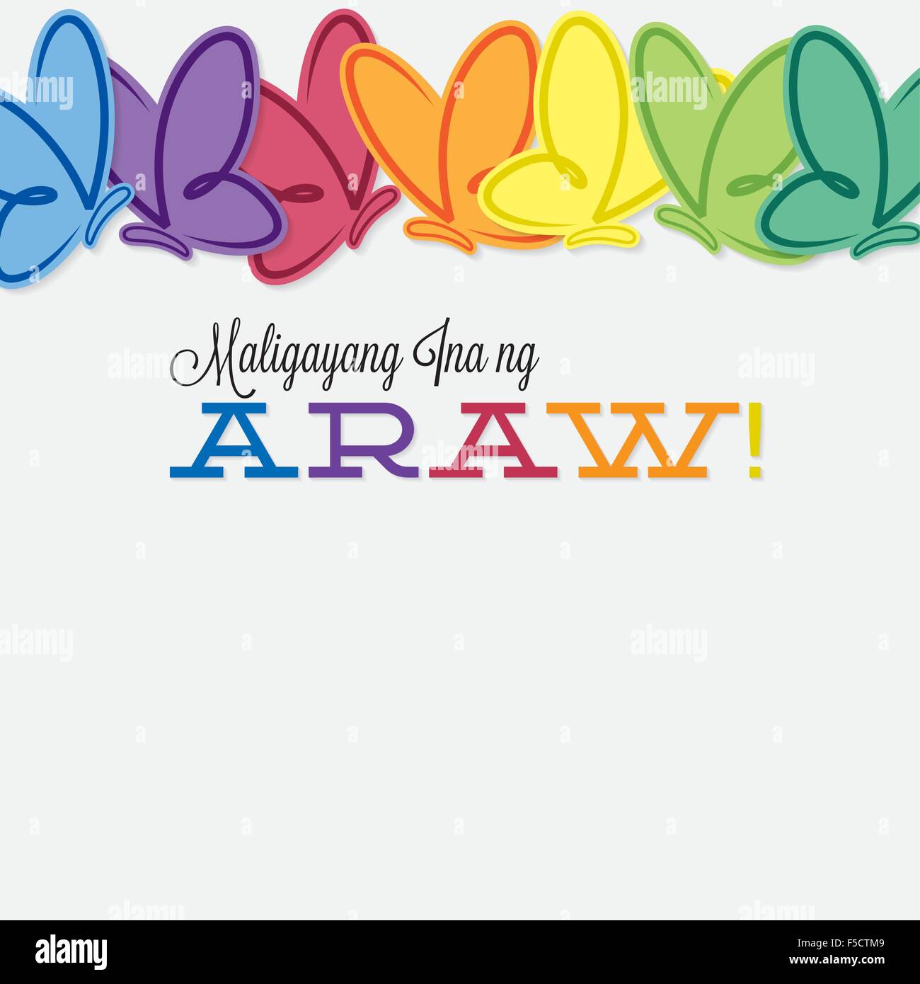 Tagalog line of butterflies Mother's Day card in vector format Stock ...