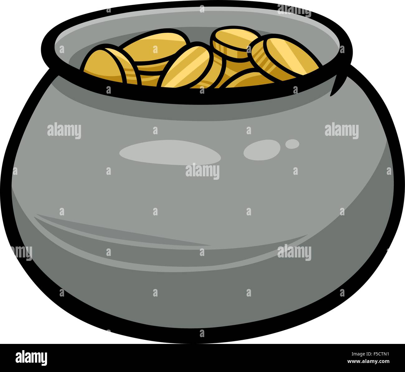 Cartoon Illustration of Pot with Golden Coins Saint Patrick Day Theme ...