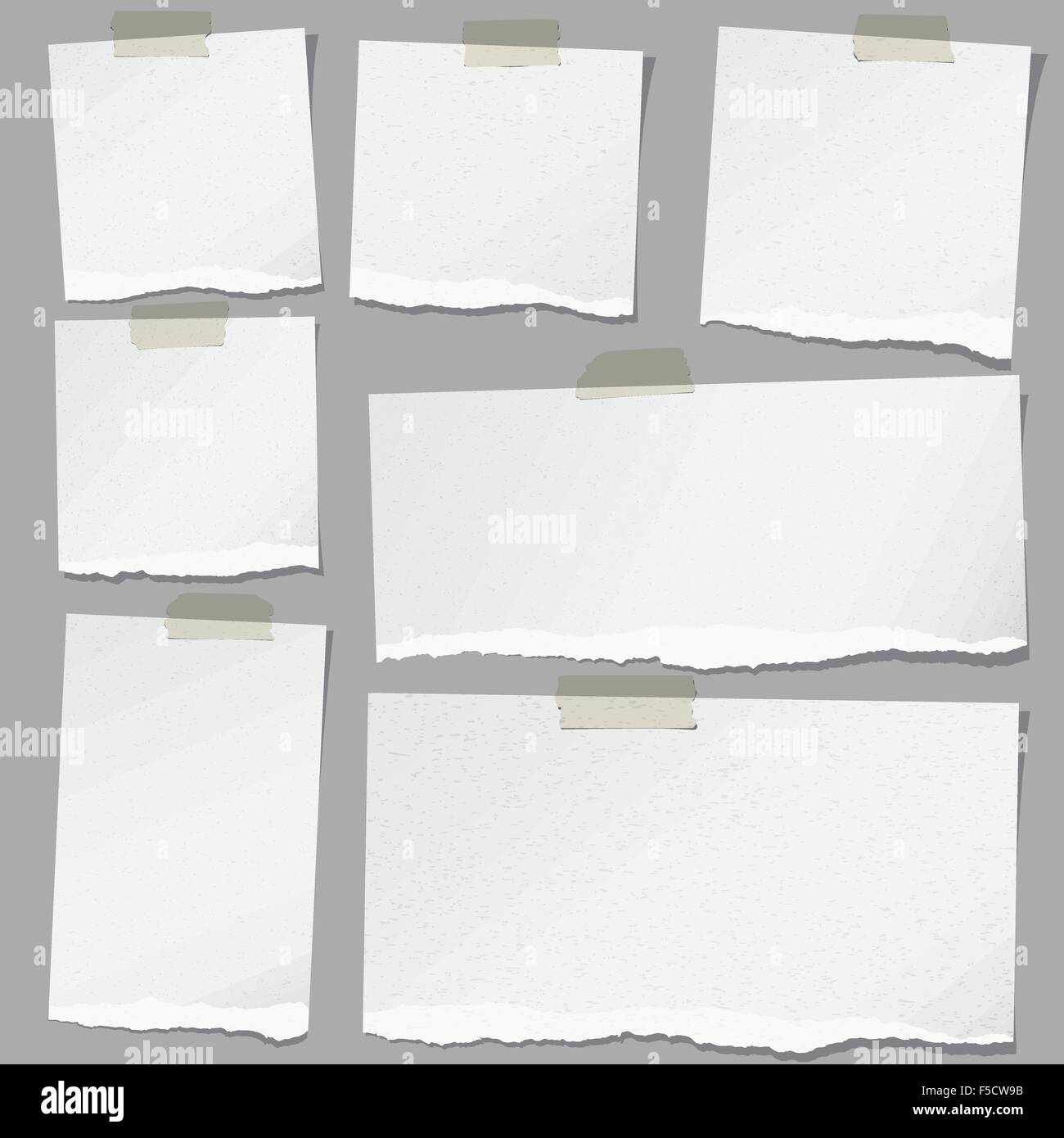 Set of various gray torn note papers with adhesive tape Stock Vector ...