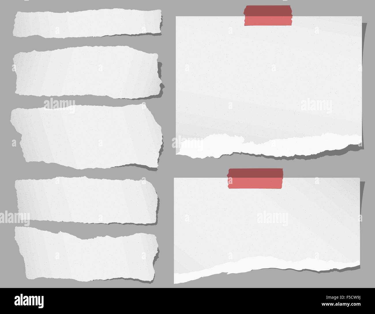 Set of various gray torn note papers with adhesive tape Stock Vector ...