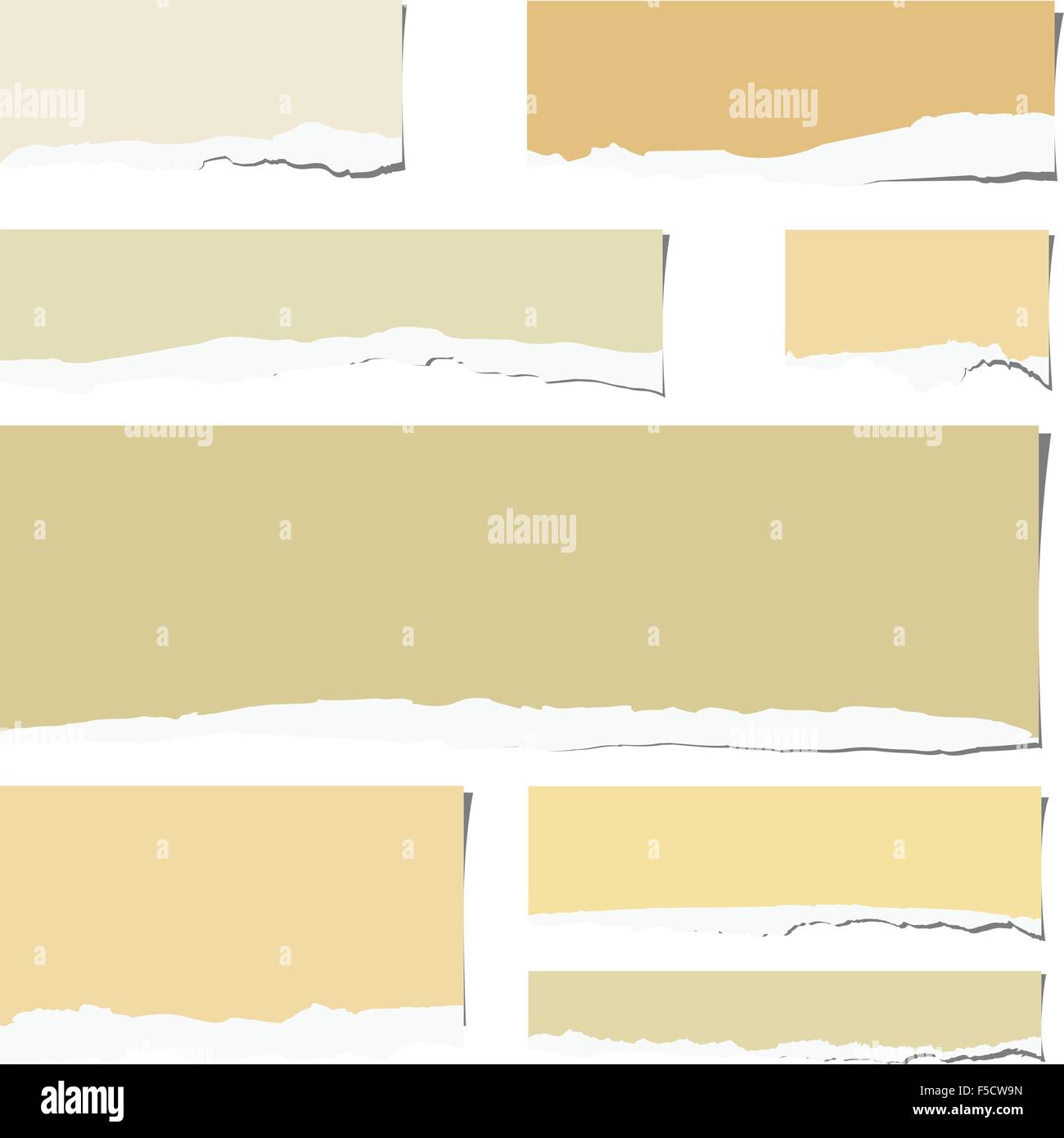 Set of various colorful torn note papers on white background Stock ...