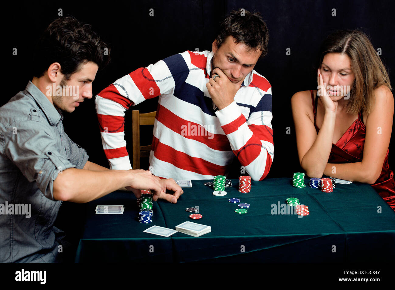 young people playing poker off-line tournament betting call Stock Photo ...