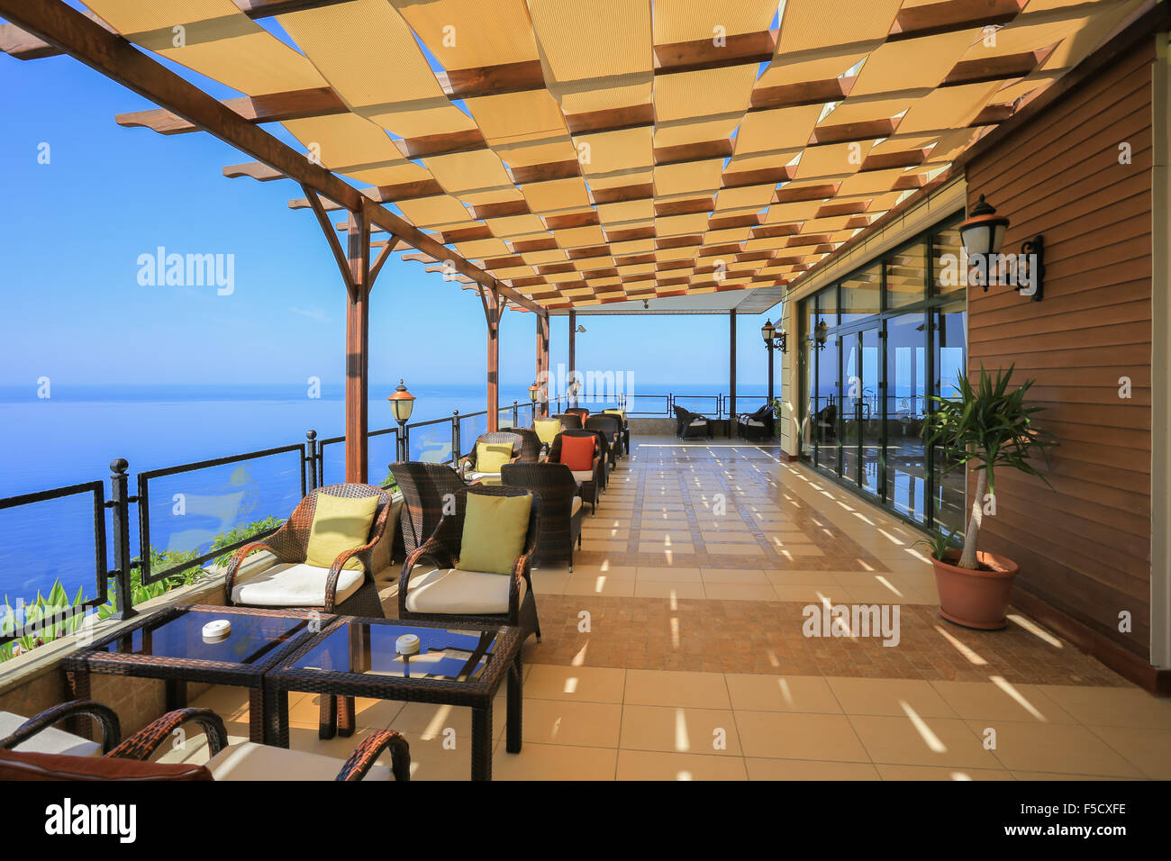 Modern cafe terrace hi-res stock photography and images - Alamy