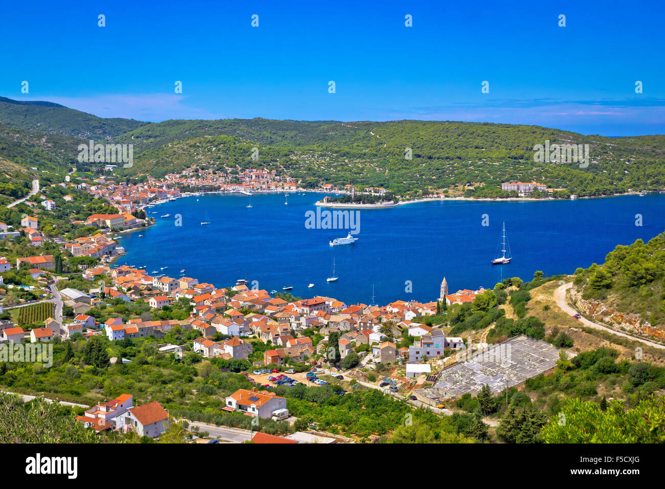 Island of Vis bay aerial view, Dalmatia, Croatia Stock Photo - Alamy