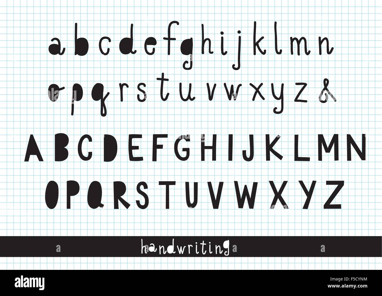 Hand writing alphabets doodle black and white Stock Vector Image & Art ...