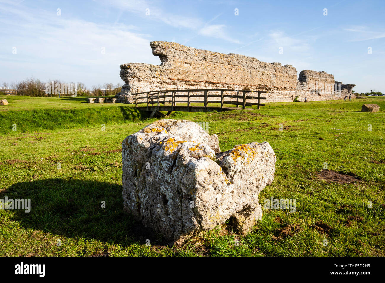 England, Richborough Roman castle, a Saxon Shore fort. Ruins of 4th ...