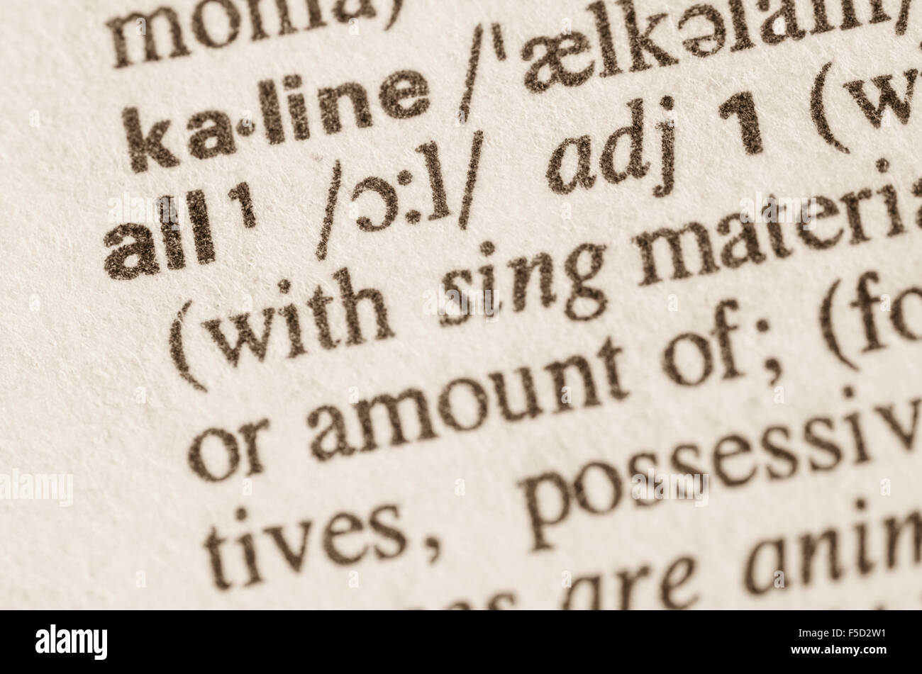 Definition of word all in dictionary Stock Photo - Alamy