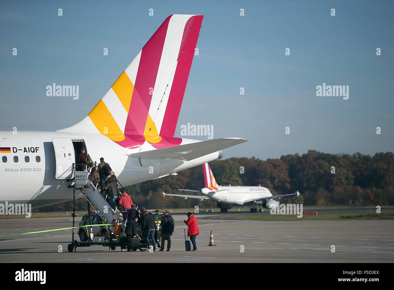 Airplanes from airline company Germanwings can be seen in the ...