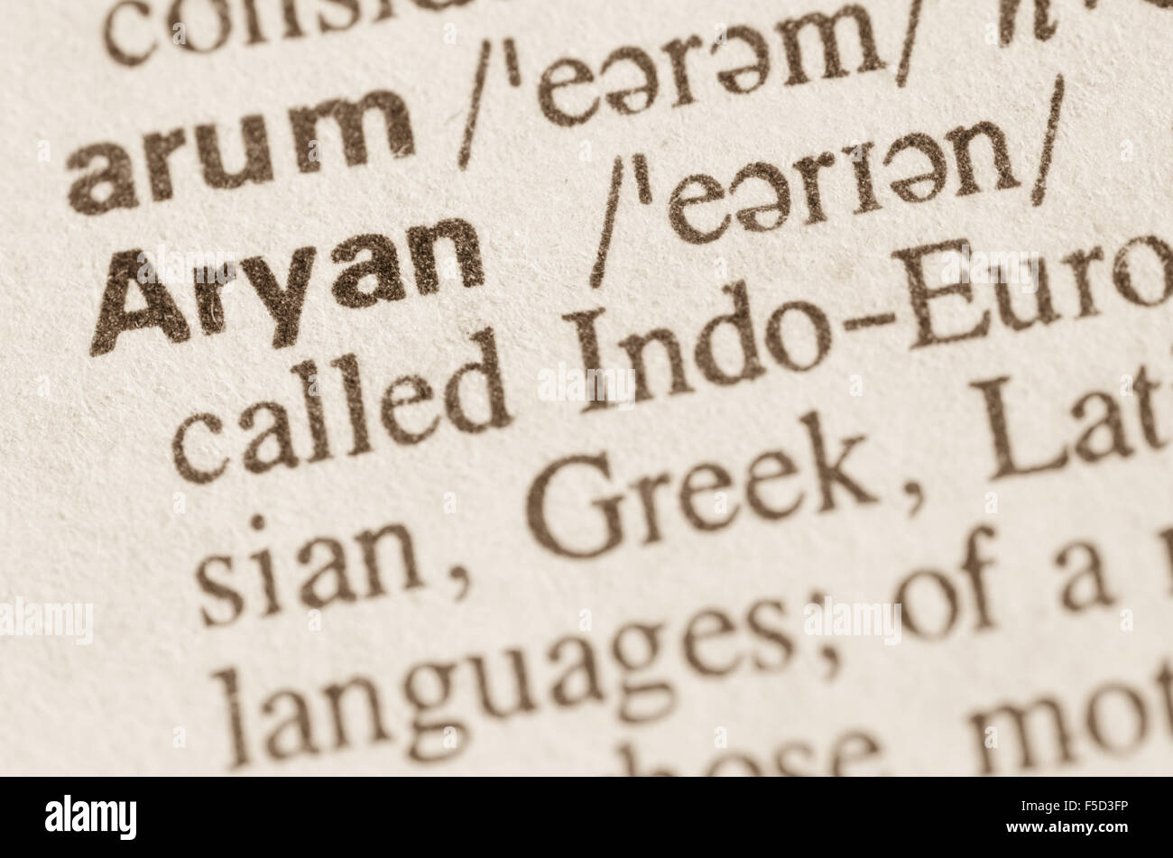Definition of word Aryan in dictionary Stock Photo - Alamy