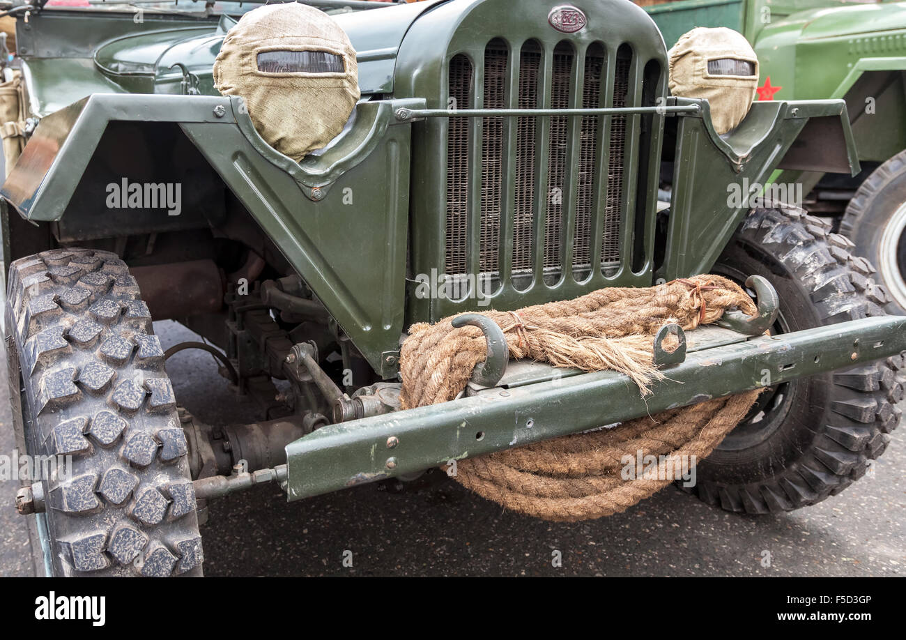 The front part of the army retro car Stock Photo - Alamy