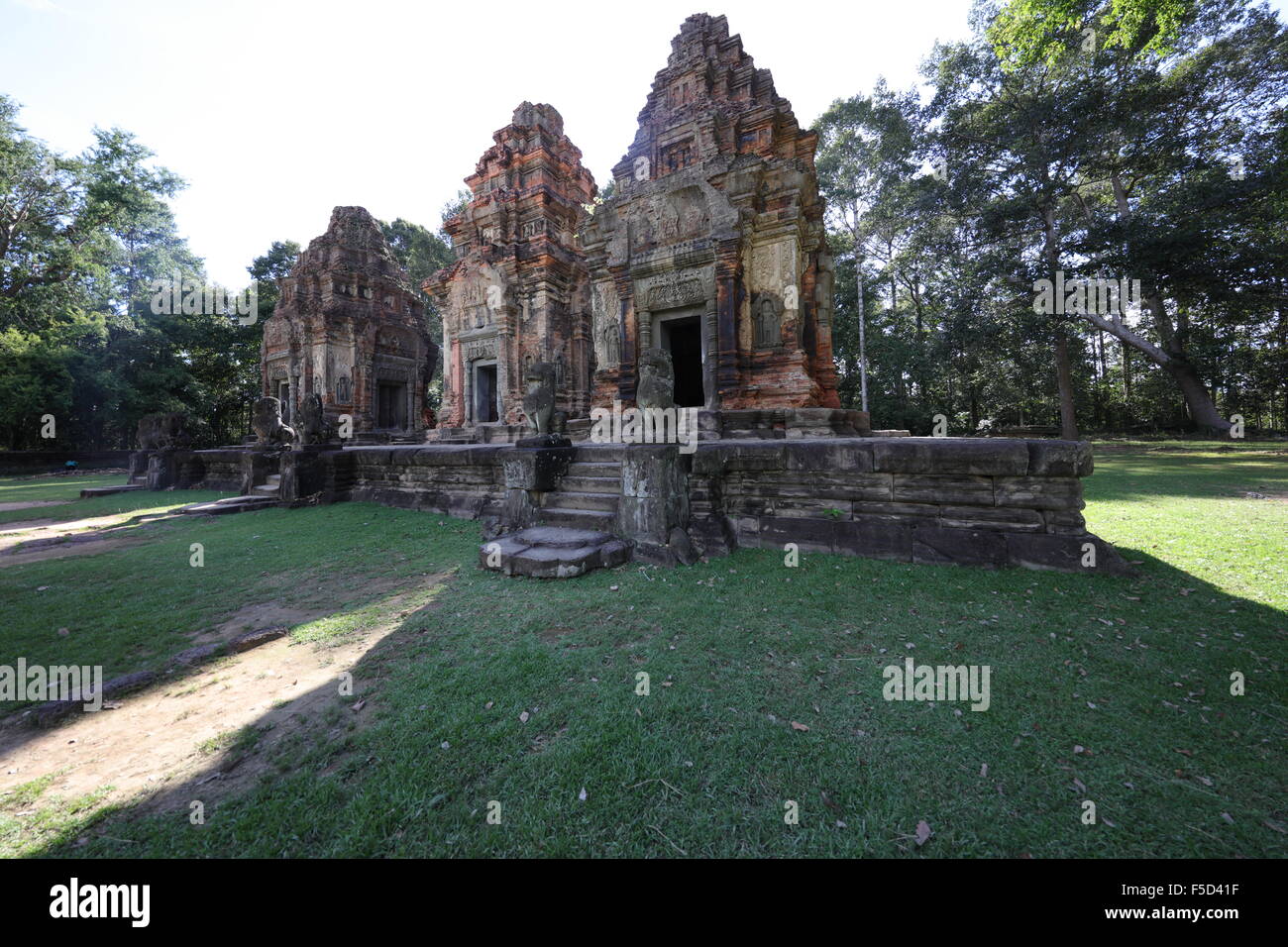 Three temples in Angkor Wat Park Stock Photo - Alamy
