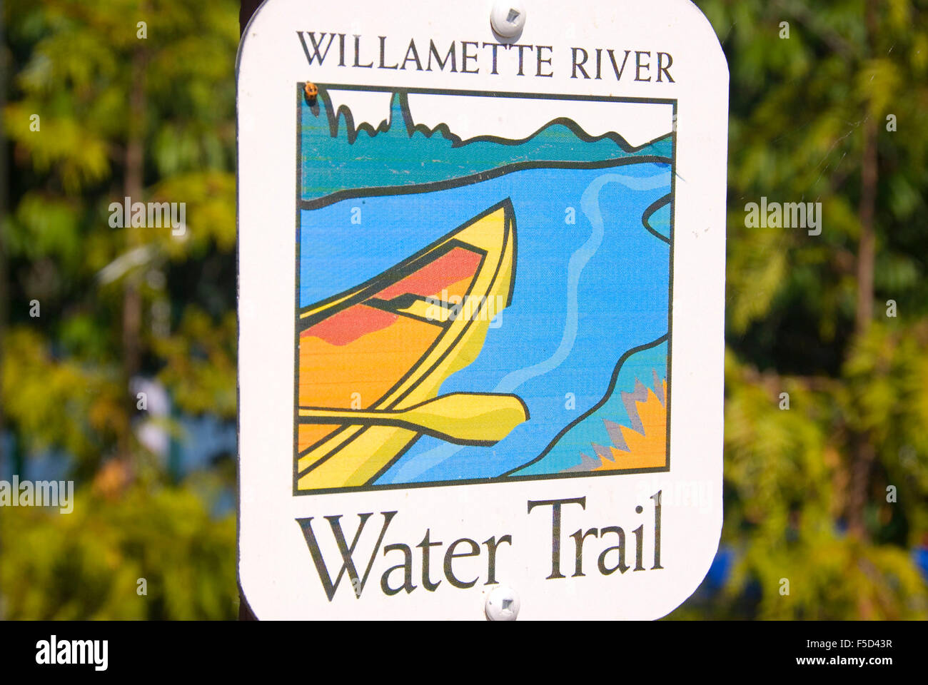 Willamette River Water Trail sign, Riverfront Park, Salem, Oregon Stock ...