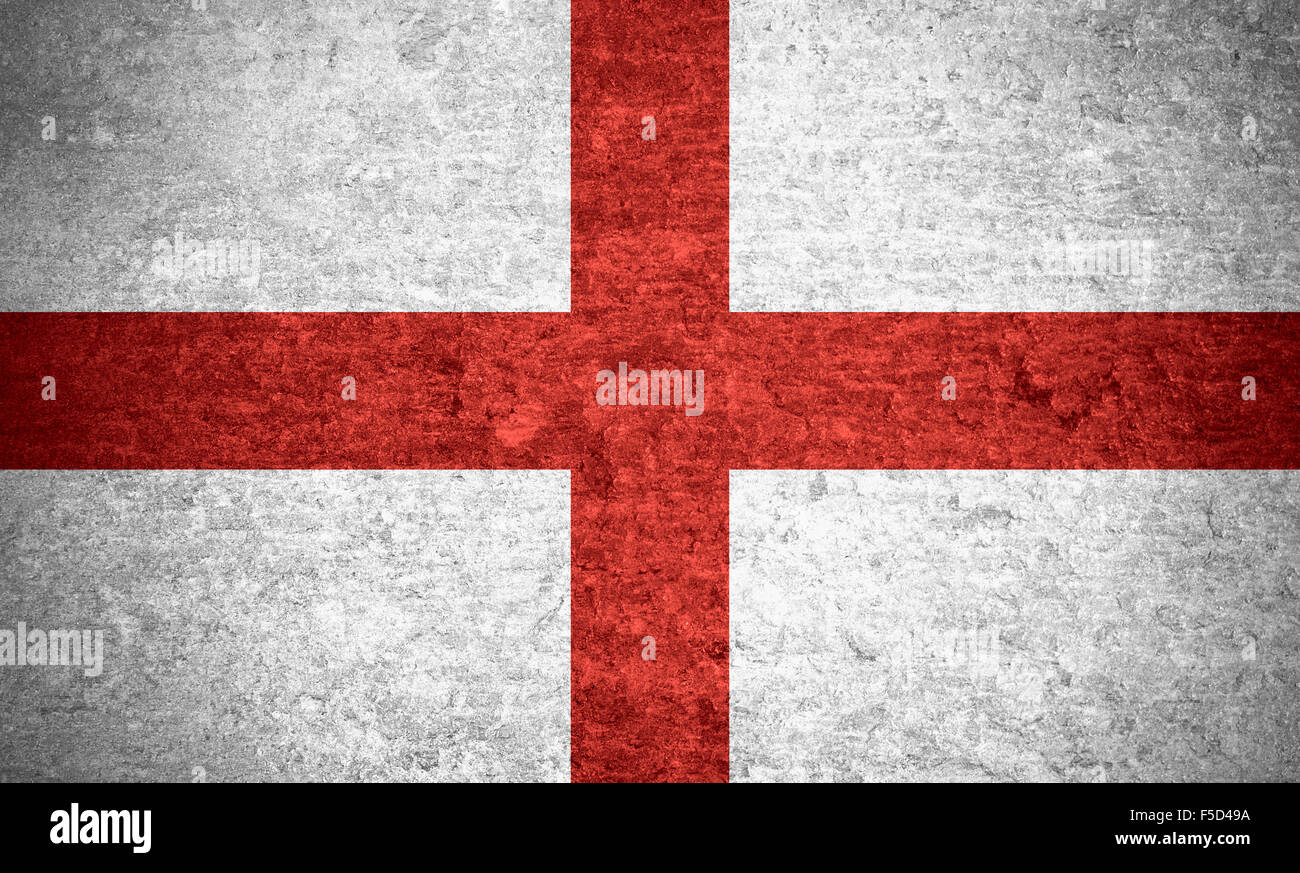 flag of England or English banner on old metal texture background Stock ...