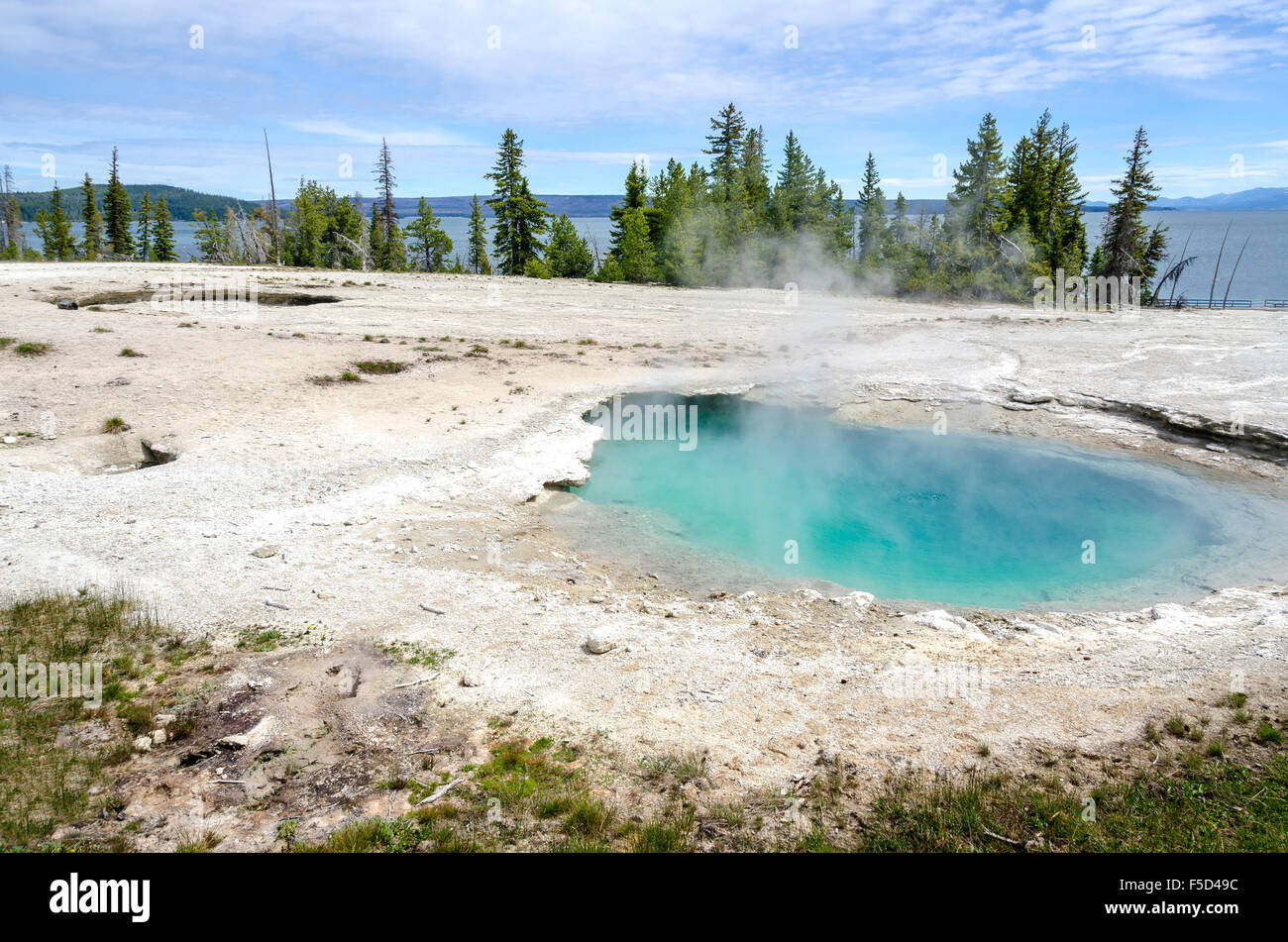 geysers near Lake Yellowstone in Yellowstone National Park Stock Photo ...