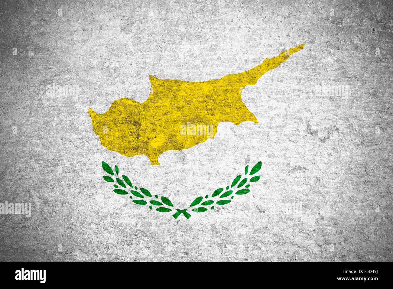 flag of Cyprus or Cypriot banner on old metal texture background Stock ...