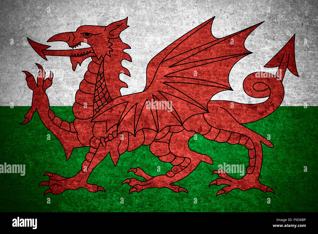 flag of Wales or Welsh banner on old metal texture background Stock ...