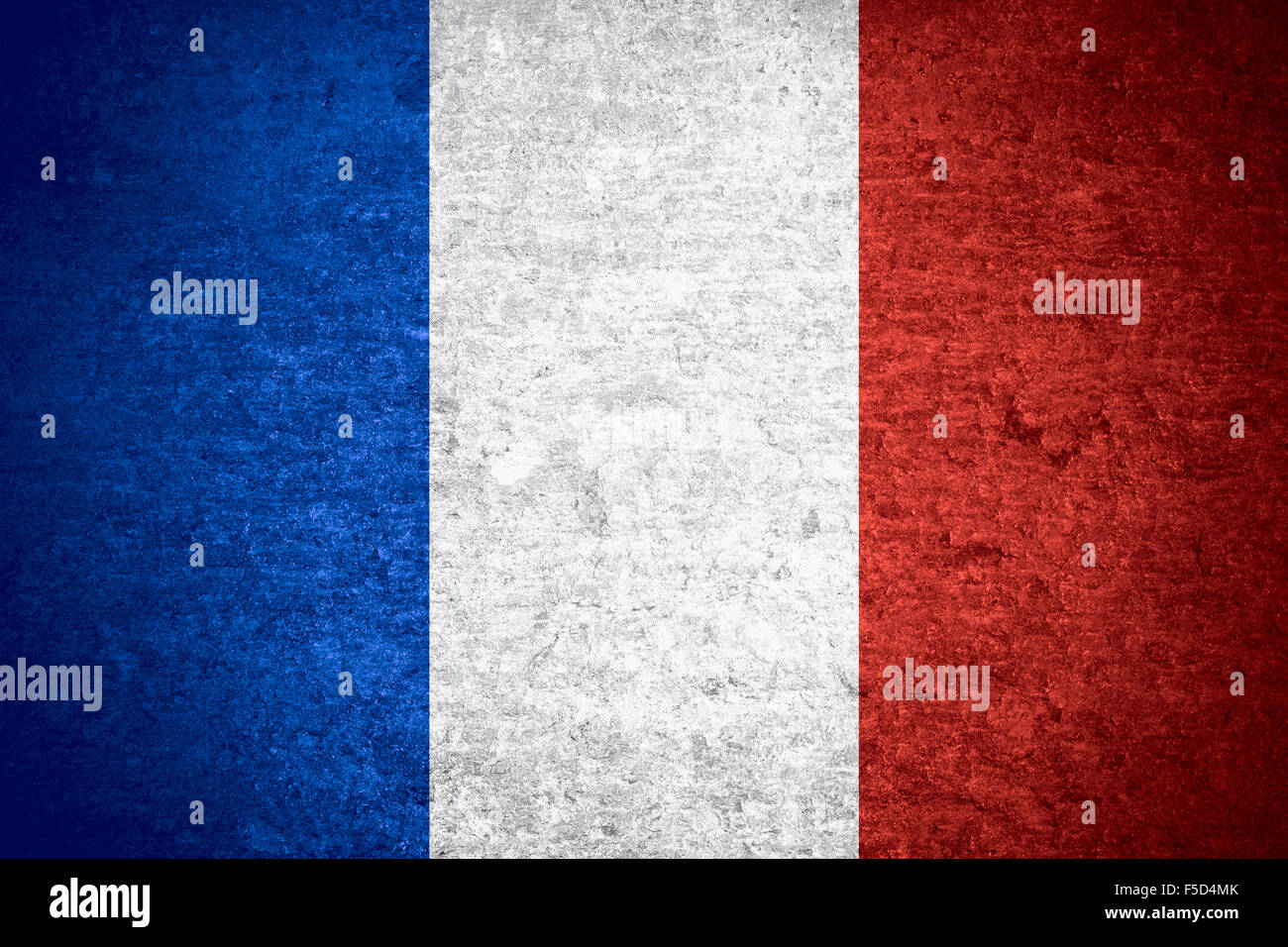 flag of France or French banner on old metal texture background Stock ...