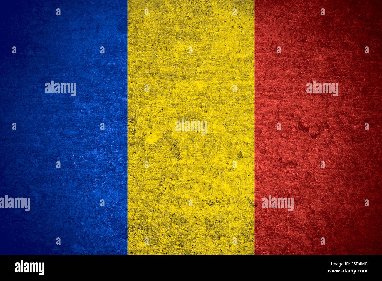 flag of Romania or Romanian banner on old metal texture background ...