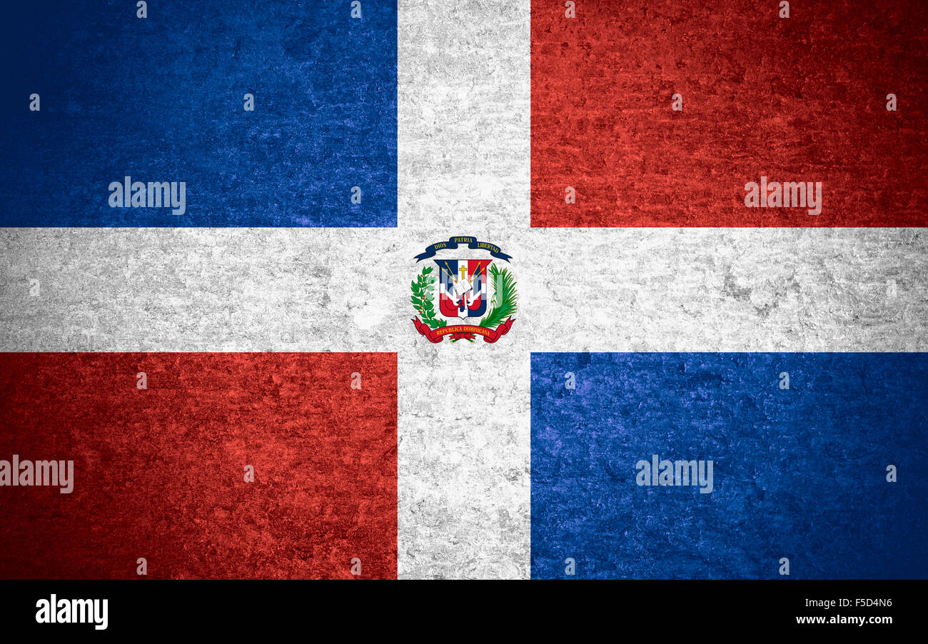 flag of Dominican Republic or banner on old metal texture background ...