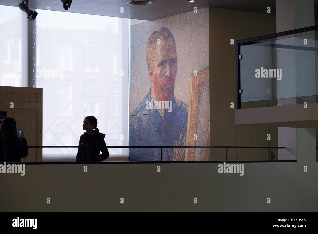 Inside the Van Gogh museum (the Rietveld building), Amsterdam. Holland ...