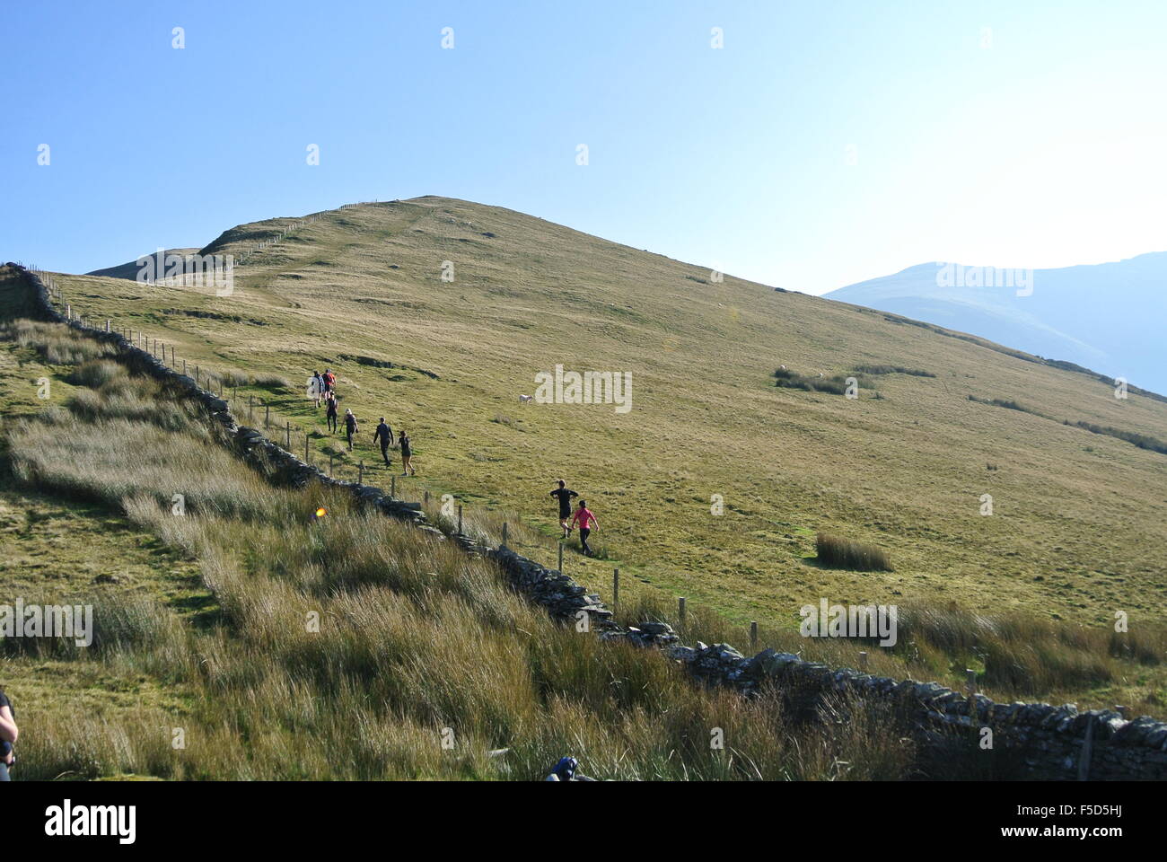Runners running in Snowdonia, Wales Stock Photo - Alamy
