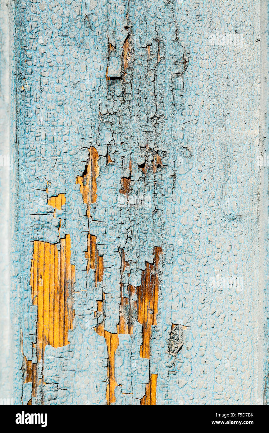 Peeling paint on weathered wood as a detailed background image Stock ...