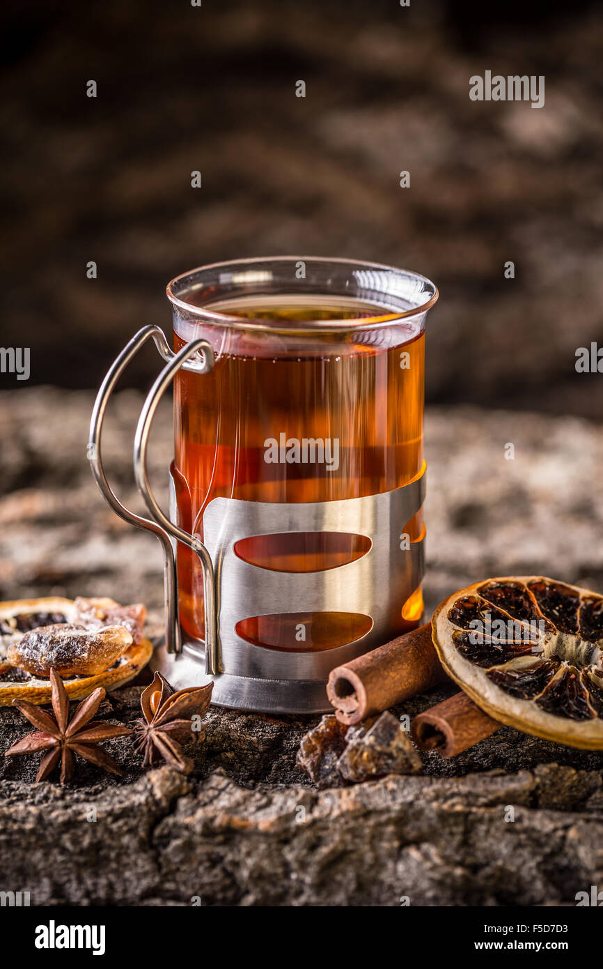 Glass cup of black tea Stock Photo - Alamy