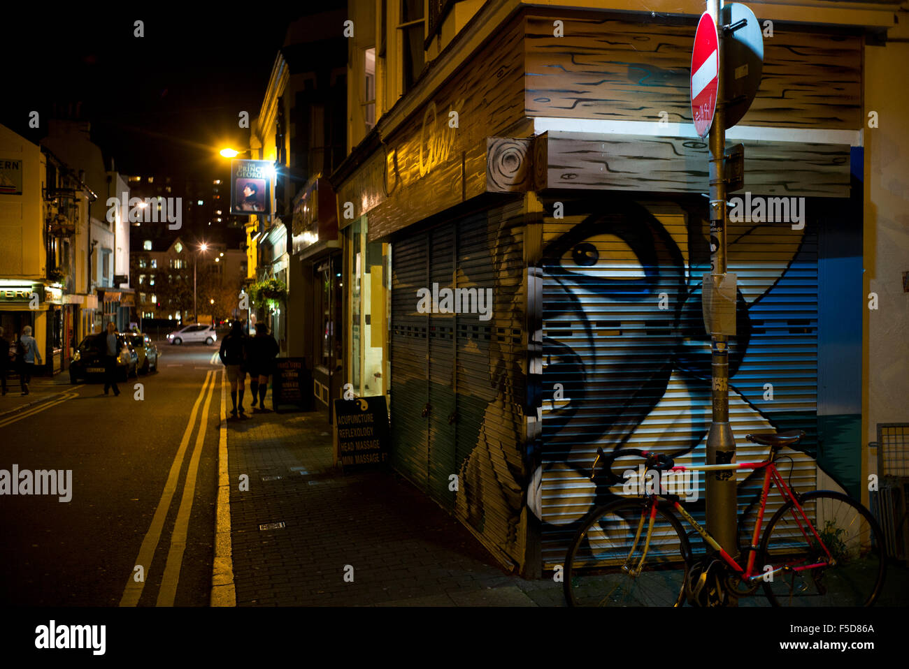 Spooky graffiti at night, Brighton, UK Stock Photo - Alamy