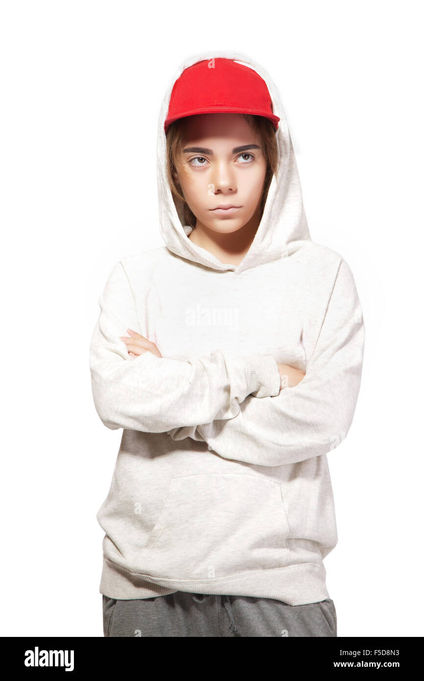 A teenager in a red cap and sportswear, isolated Stock Photo - Alamy