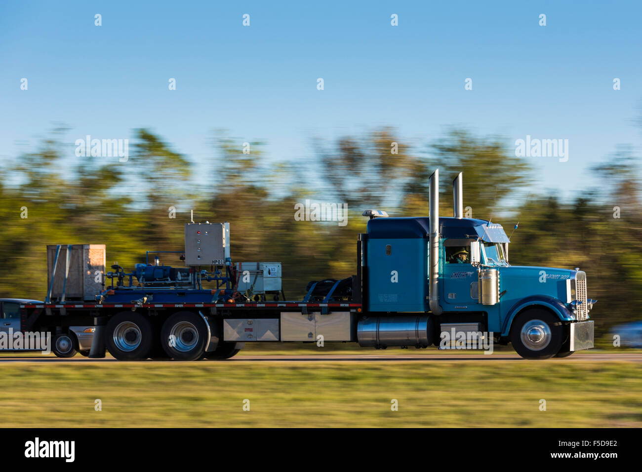 Typical clean, shiny American Freightliner truck for freight transport ...