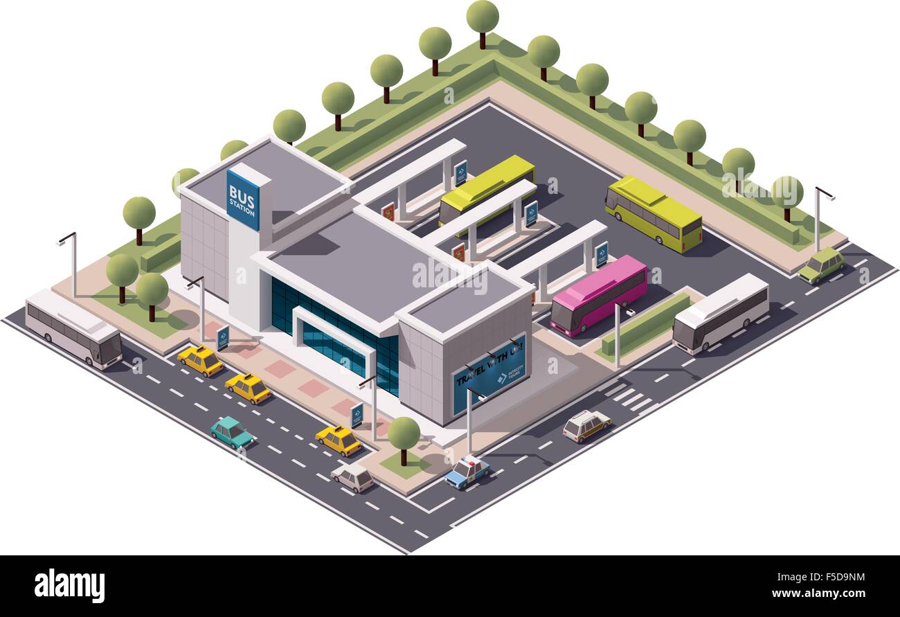 Bus terminal isometric design hi-res stock photography and images - Alamy