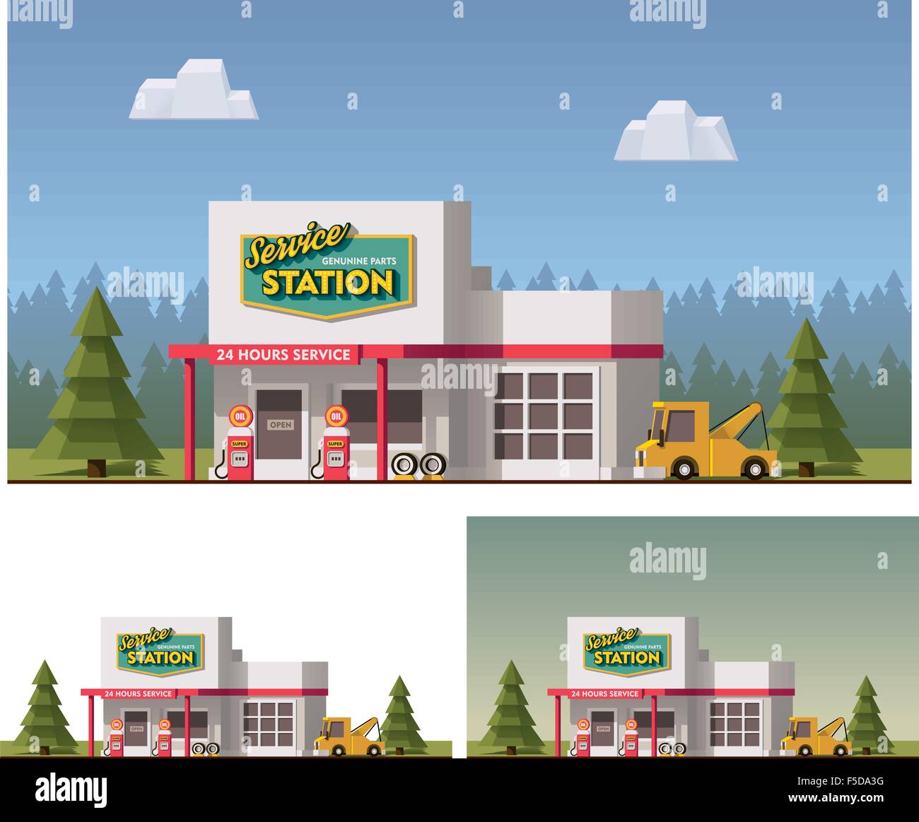 Front facade service station Stock Vector Images - Alamy