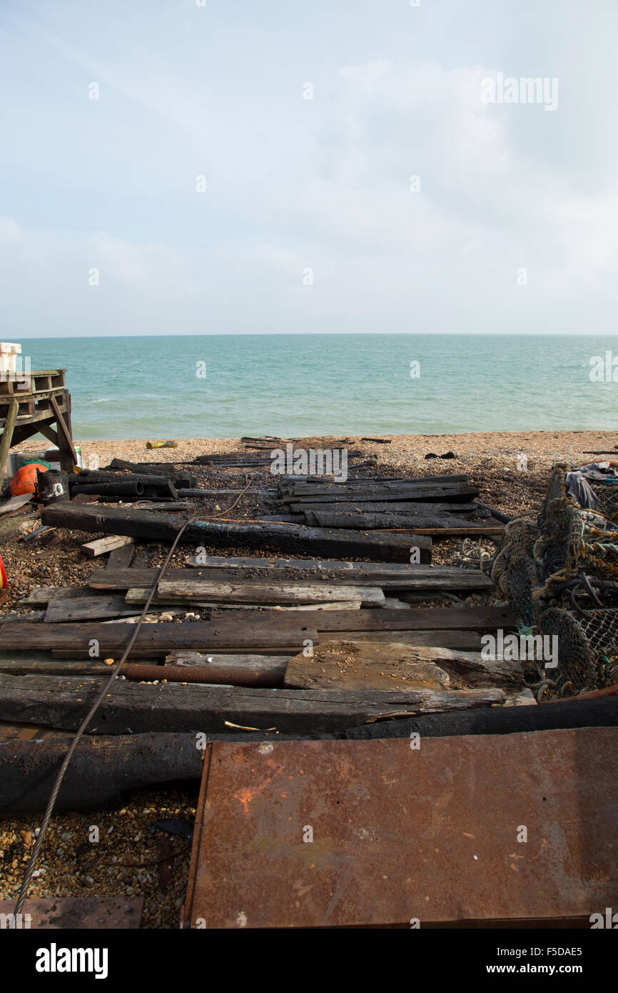 Fish Boat launch Planks Stock Photo - Alamy