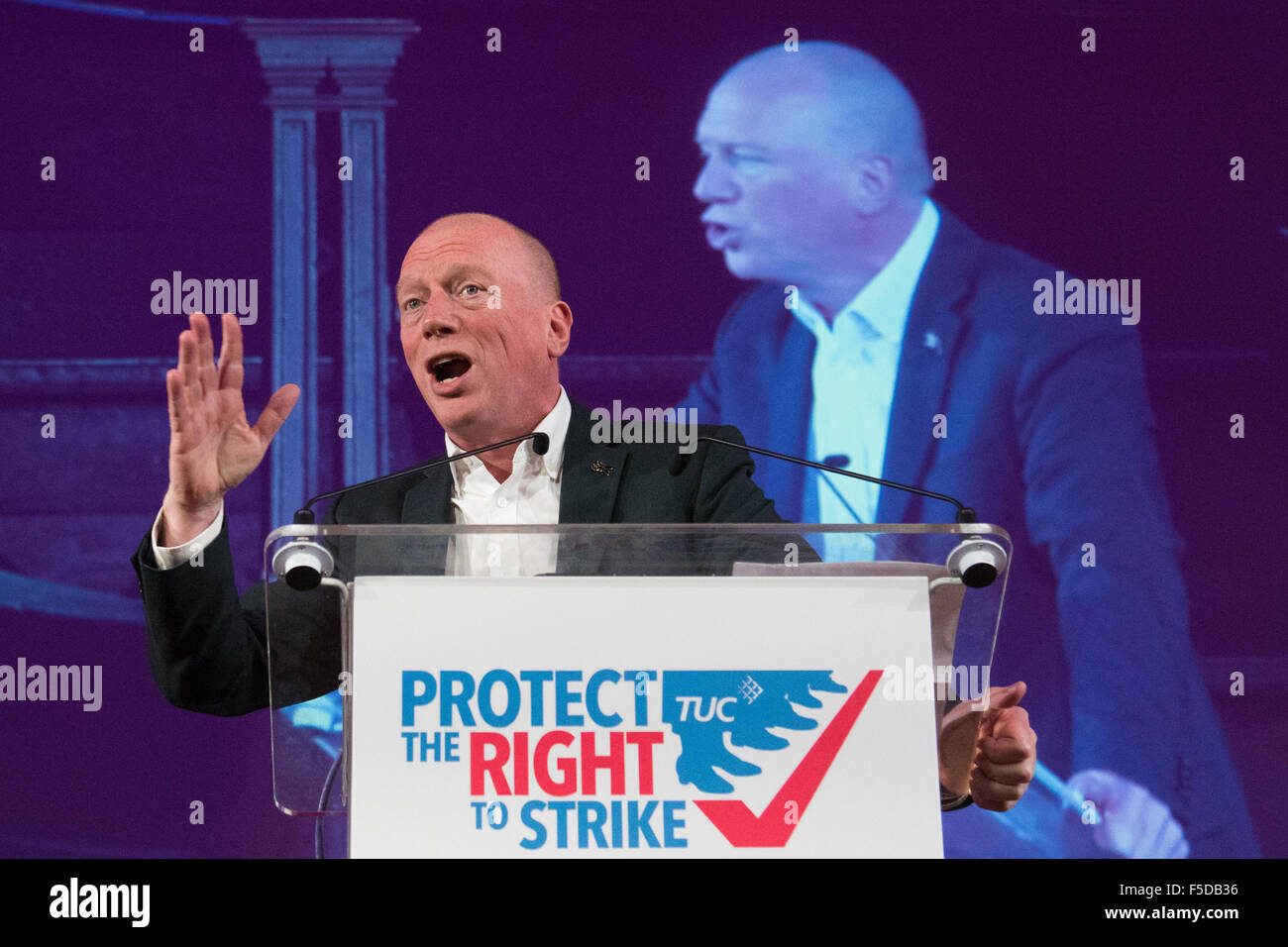 Westminster Central Hall, London, November 2nd 2015. Matt Wrack of the ...